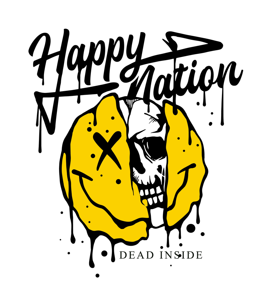 Buy Men's Happy Nation Smiley Graphic Oversized T Shirt Online at Faltooos