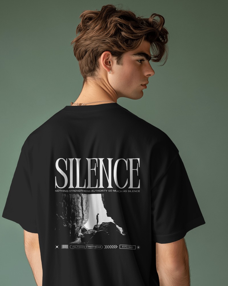 Buy Men's Silence Authority Graphic Oversized T Shirt Online at Faltooos