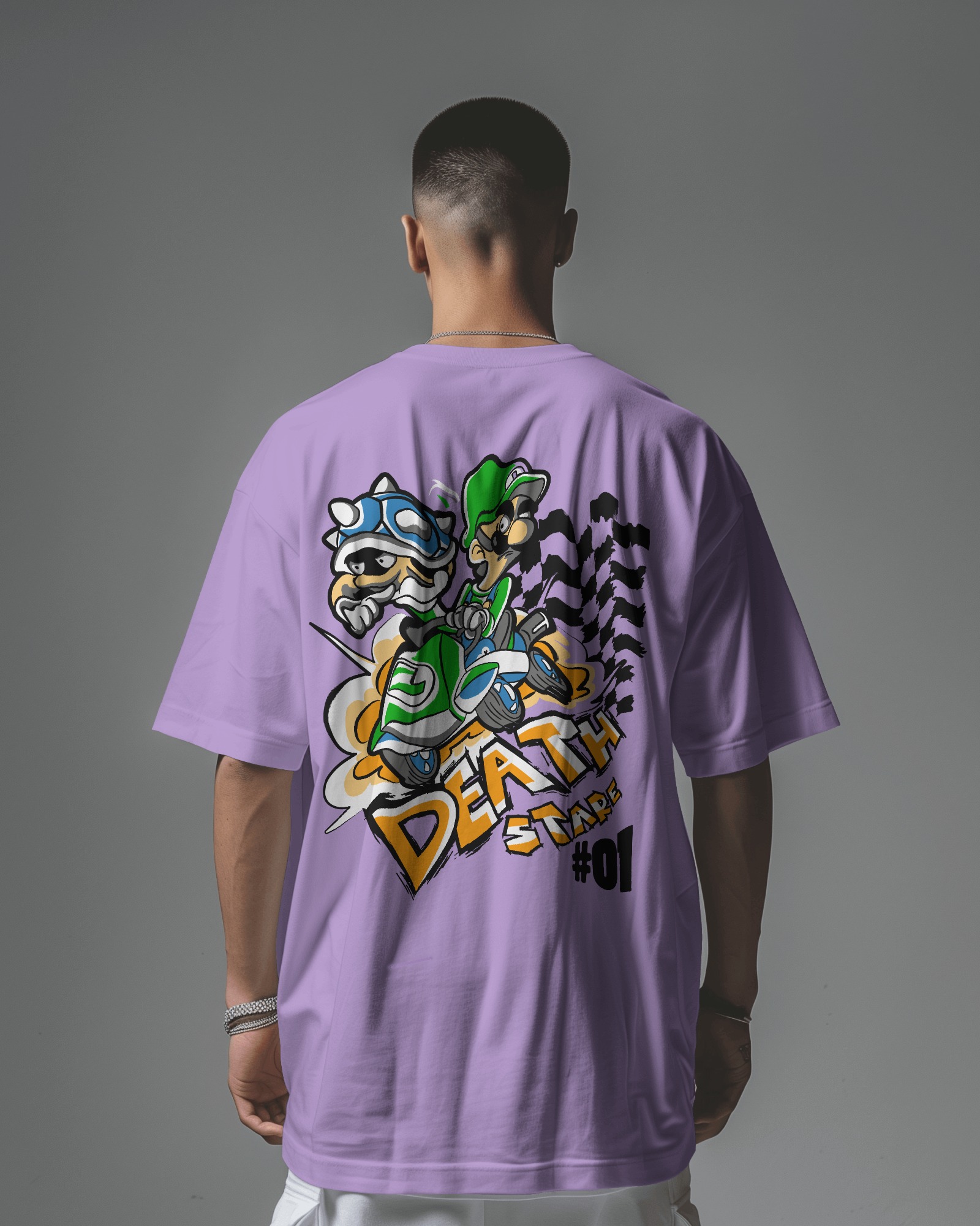 Buy Men's Purple Death Stare Racing Oversized T Shirt Online at Faltooos